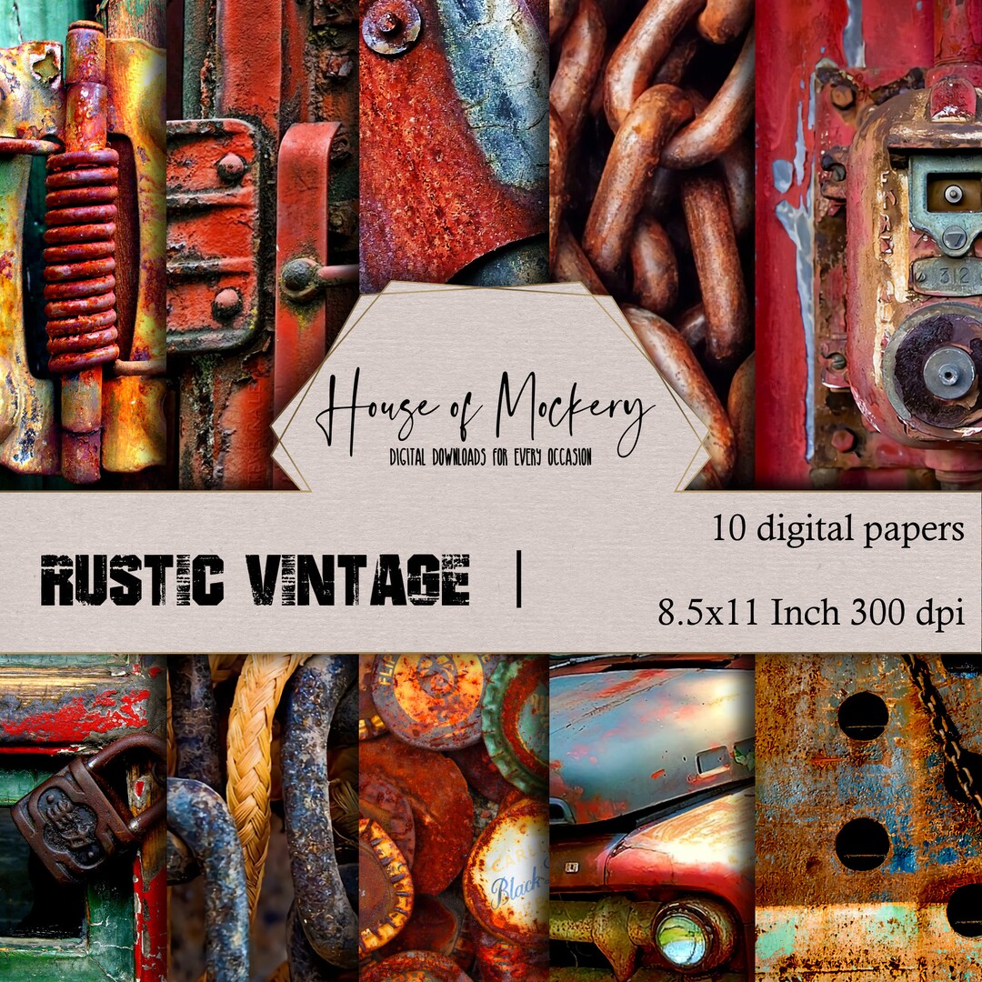 Rustic Vintage Digital Scrapbook Paper Kit 8.5x11 Inch, 10 Digital ...