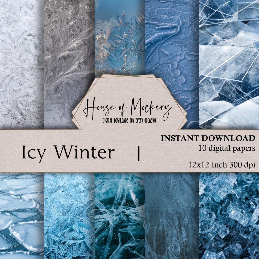 Icy Winter Background Paper Kit 12x12 Inch, 10 Digital INSTANT DOWNLOAD ...
