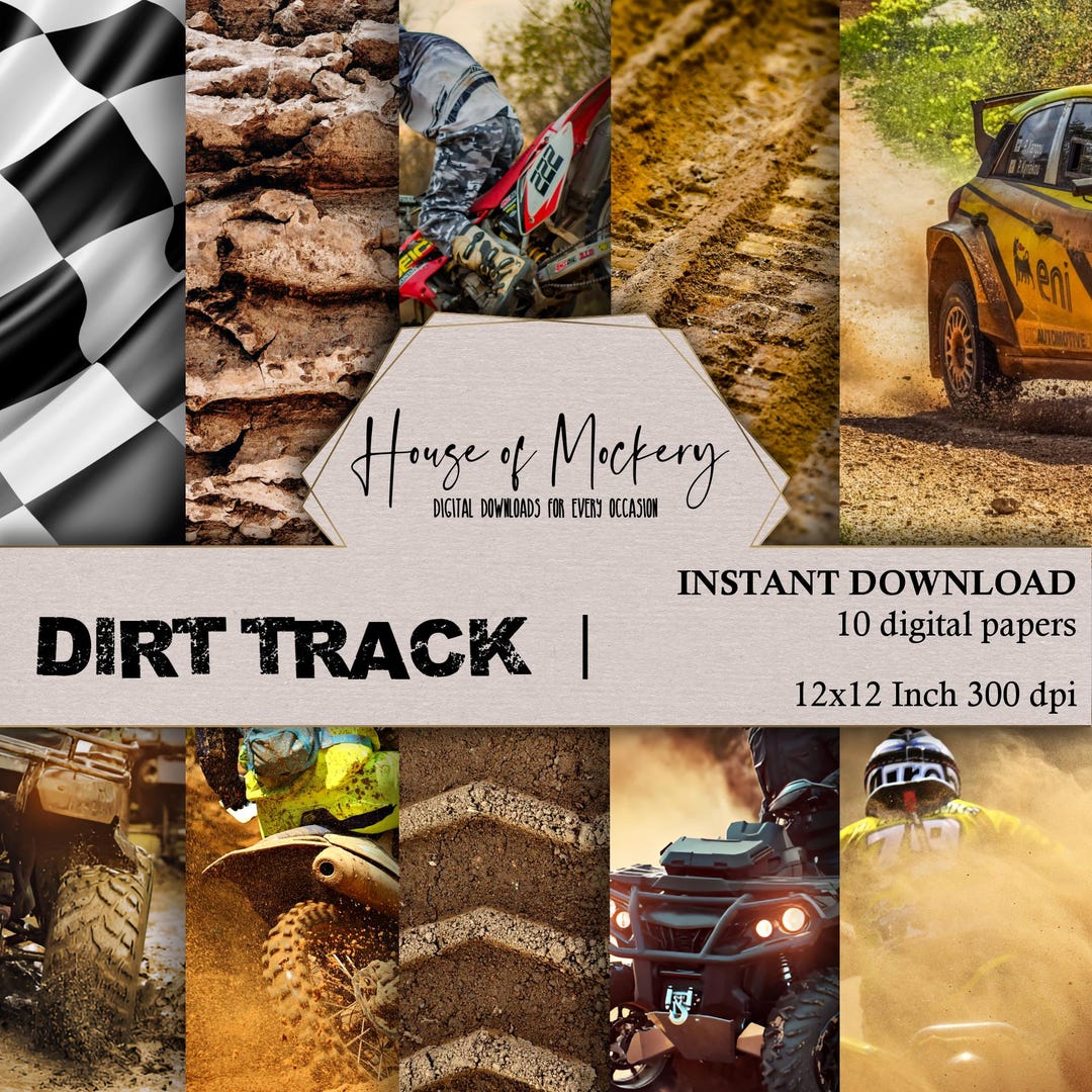 Dirt Track Digital Background Paper Kit/12x12, 10 Digital INSTANT ...