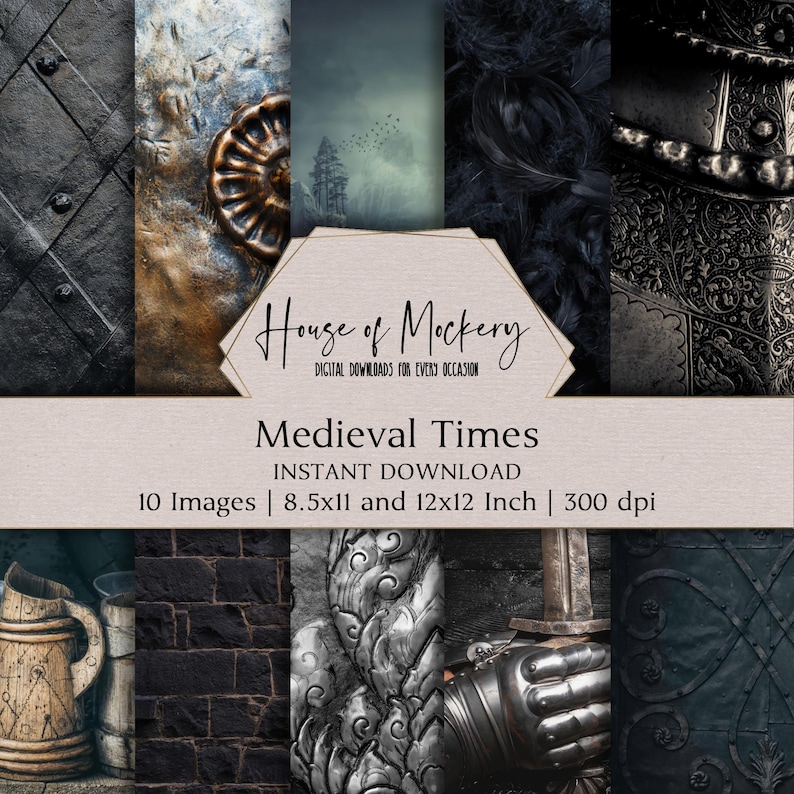 Medieval Times Digital Paper Kit 8.5x11 and 12x12 Inch, 10 Digital ...