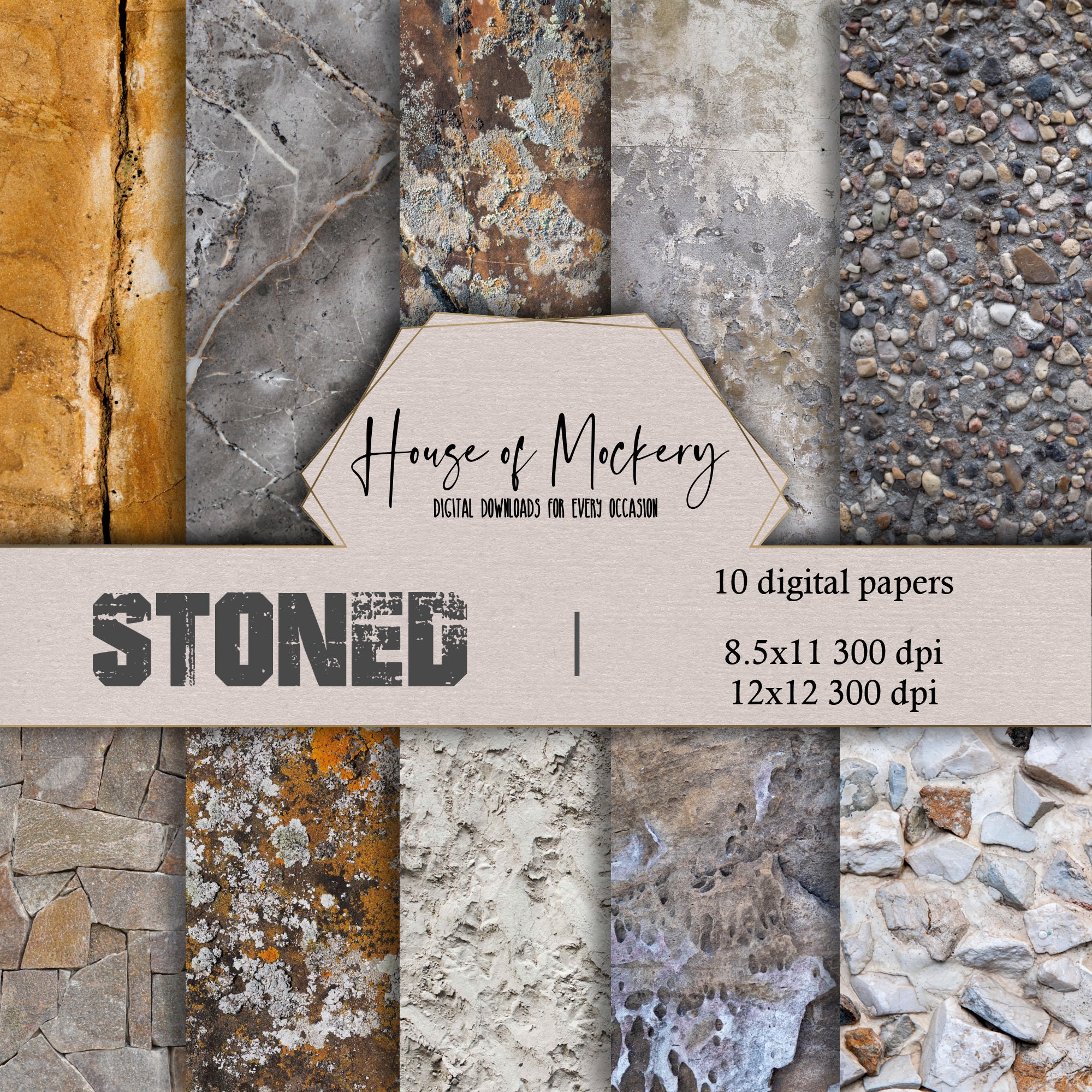 Stoned Digital Scrapbook Paper Kit 8.5x11 and 12x12 Digital - Etsy