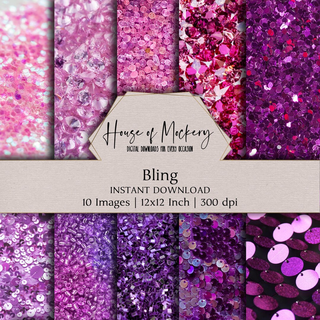 Bling Digital Paper Kit 12x12 Inch, 10 Digital INSTANT DOWNLOAD Hi-res ...
