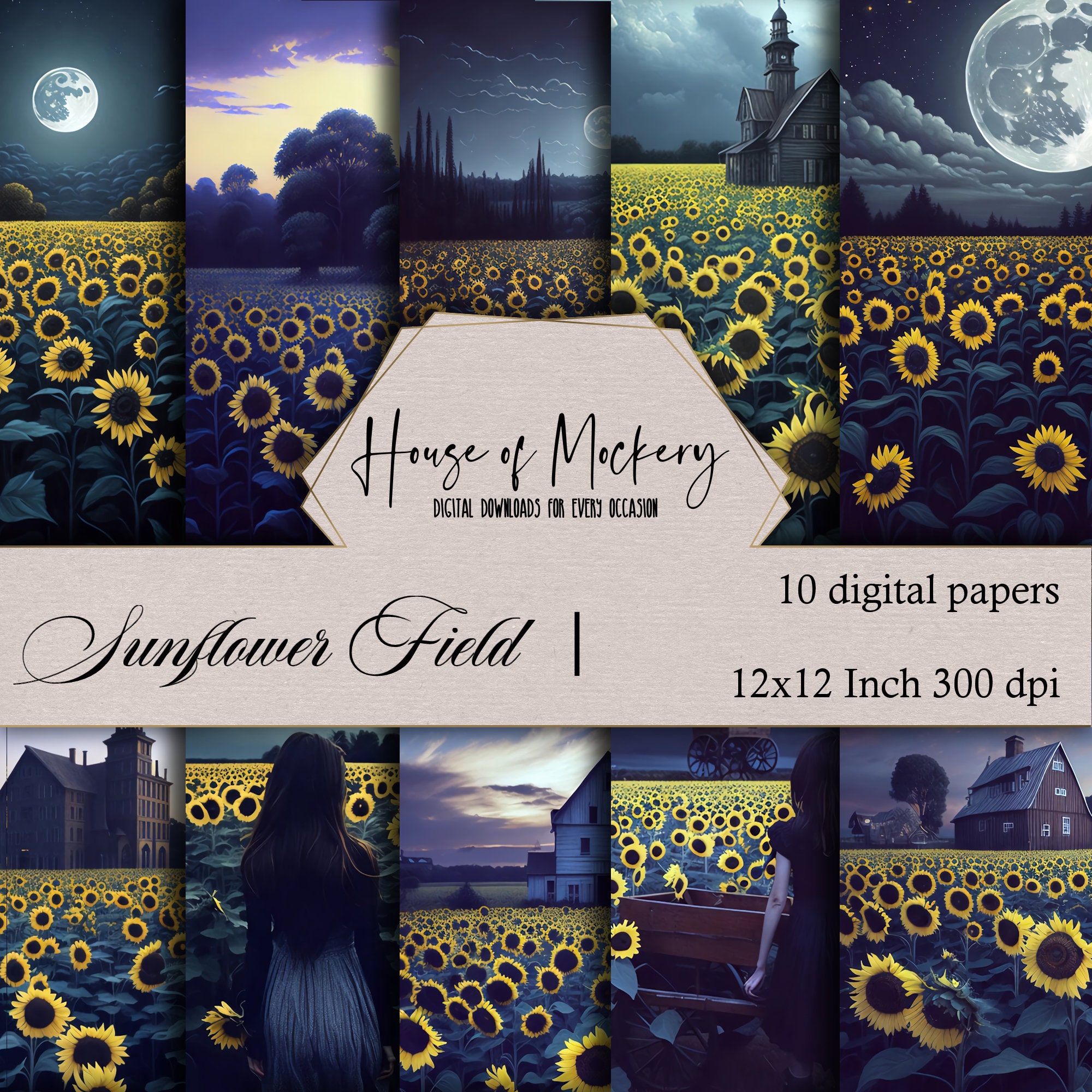 Sunflower Field Digital Scrapbook Paper Kit 12x12 Inch 10 - Etsy