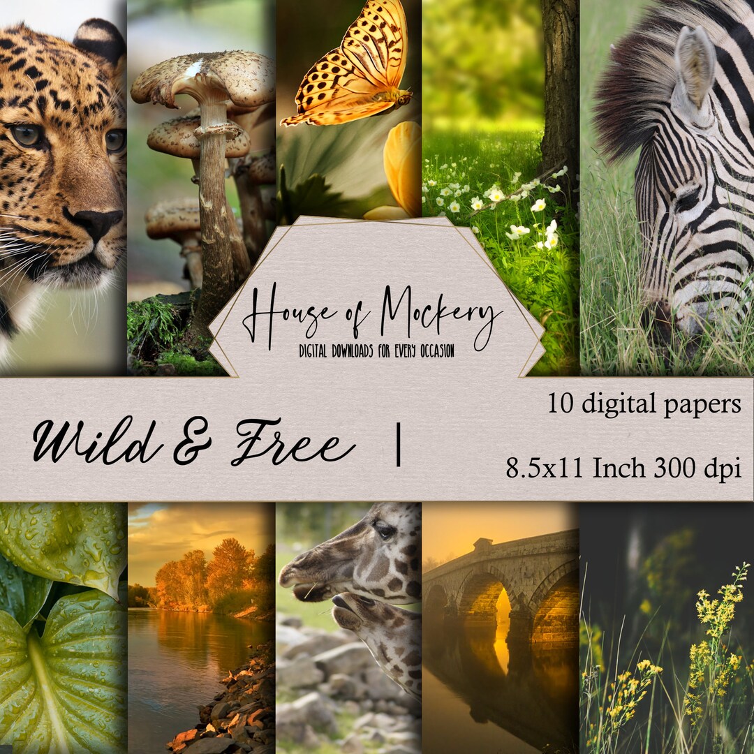 Wild & Free Digital Scrapbook Paper Kit 10 Digital Papers 8.5x11 ...