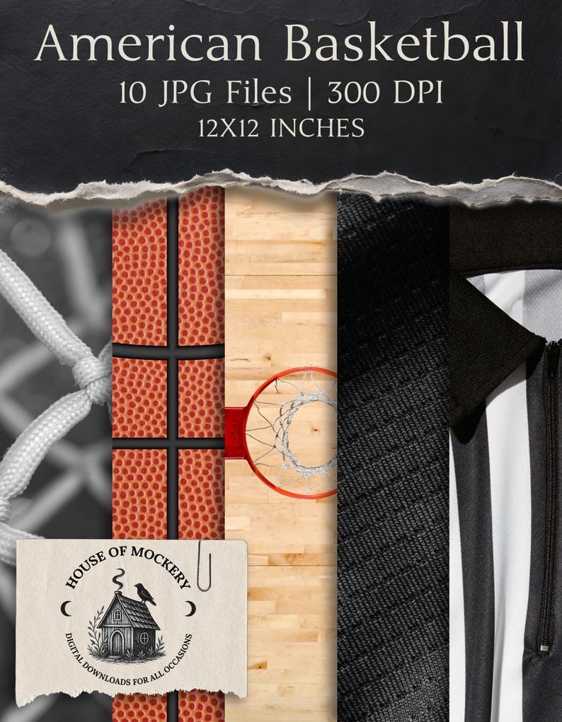 American Basketball Digital Paper Kit 12x12 Inch, 10 Digital INSTANT ...