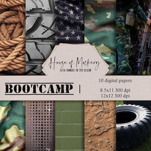 Bootcamp Military Themed Digital Scrapbook Paper Kit 8.5x11 - Etsy
