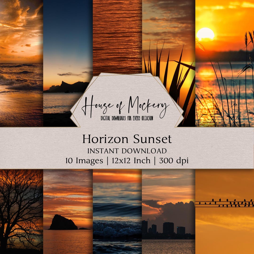 Horizon Sunset Digital Paper Kit 12x12 Inch, 10 Digital INSTANT ...