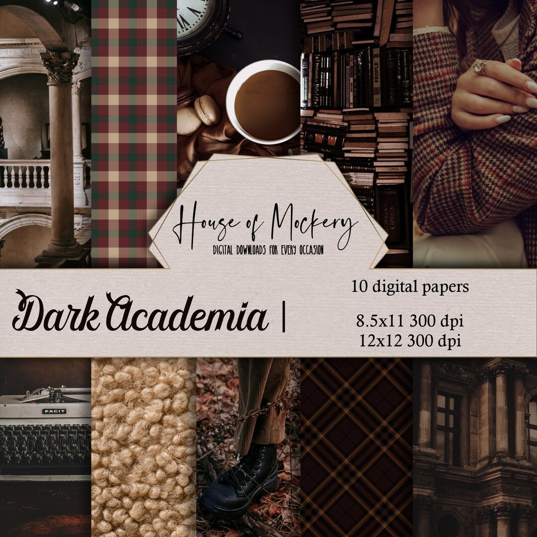 Dark Academia Digital Scrapbook Paper Kit 8.5x11 and 12x12, 10 Digital ...
