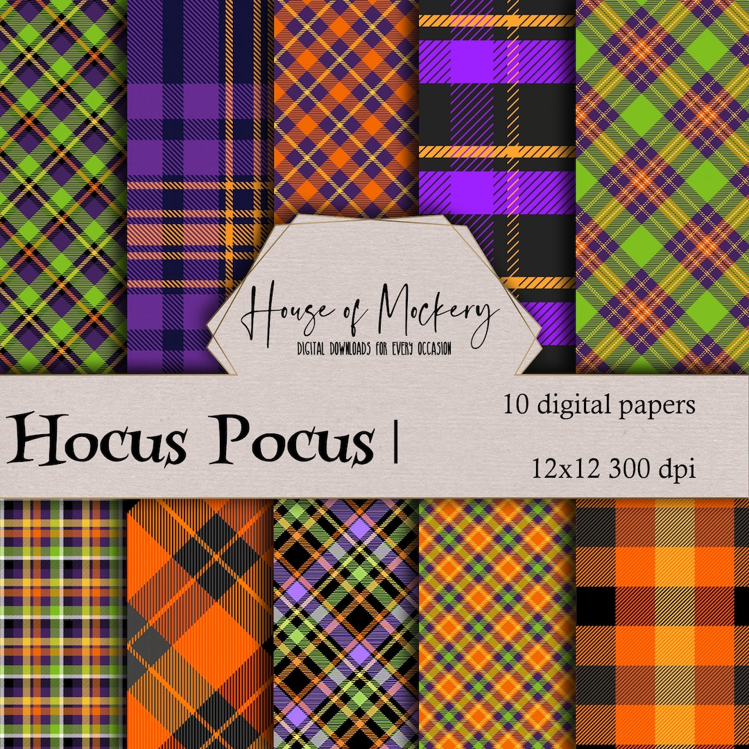 Hocus Pocus Plaid Digital Scrapbook Paper Kit- 12x12 Inch, Digital ...