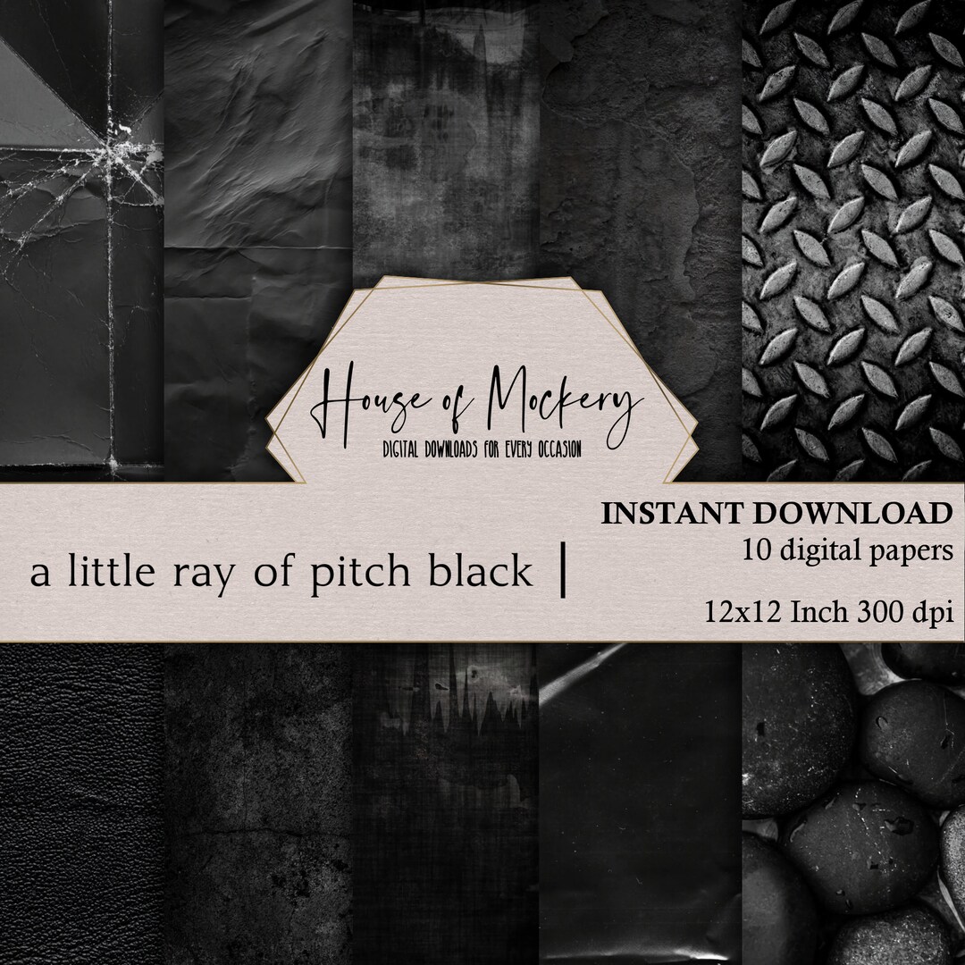 A Little Ray of Pitch Black Digital Paper Kit 8.5x11 Inches, 10 Digital ...