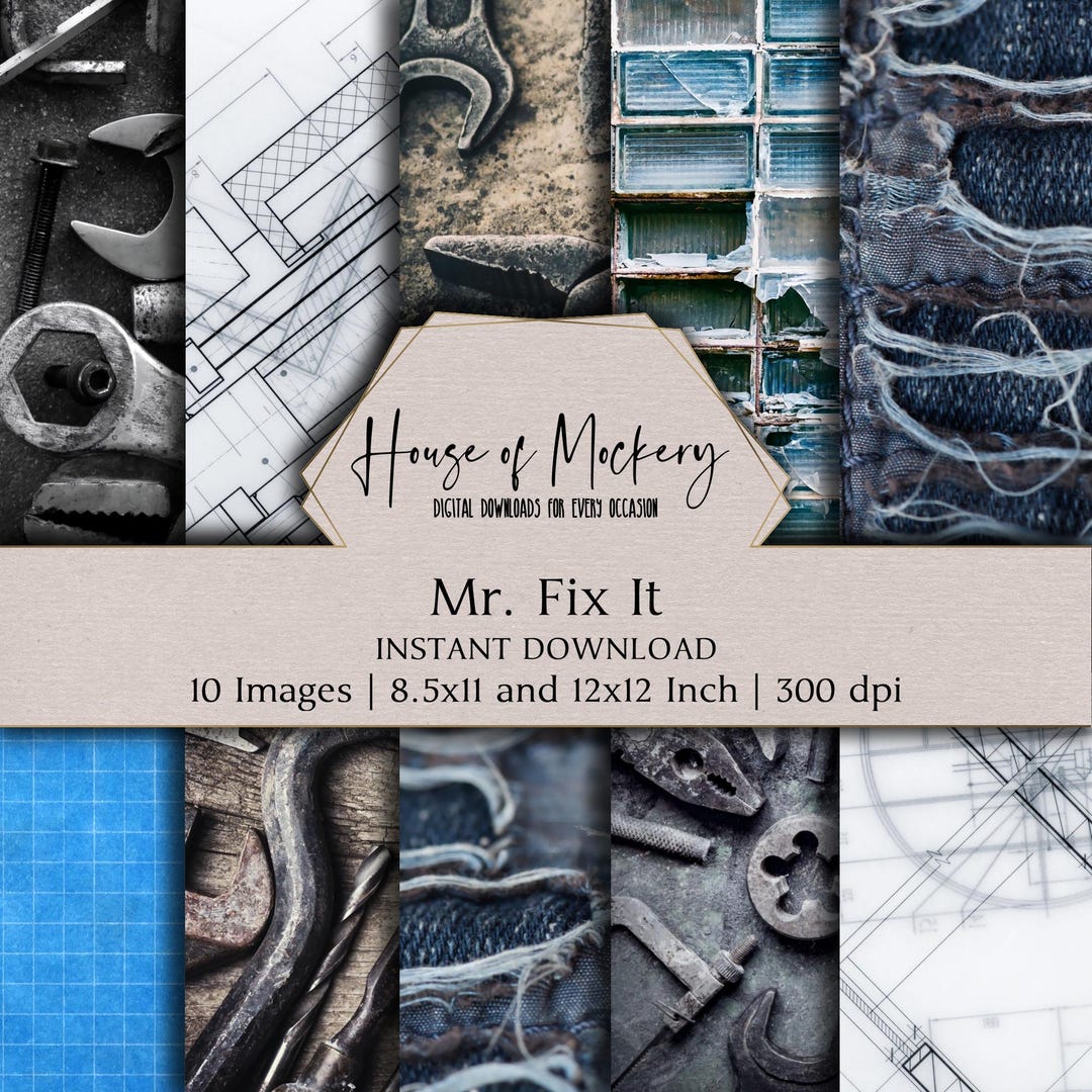 Mr. Fix It Digital Paper Kit 8.5x11 and 12x12 Inch, 10 Digital INSTANT ...