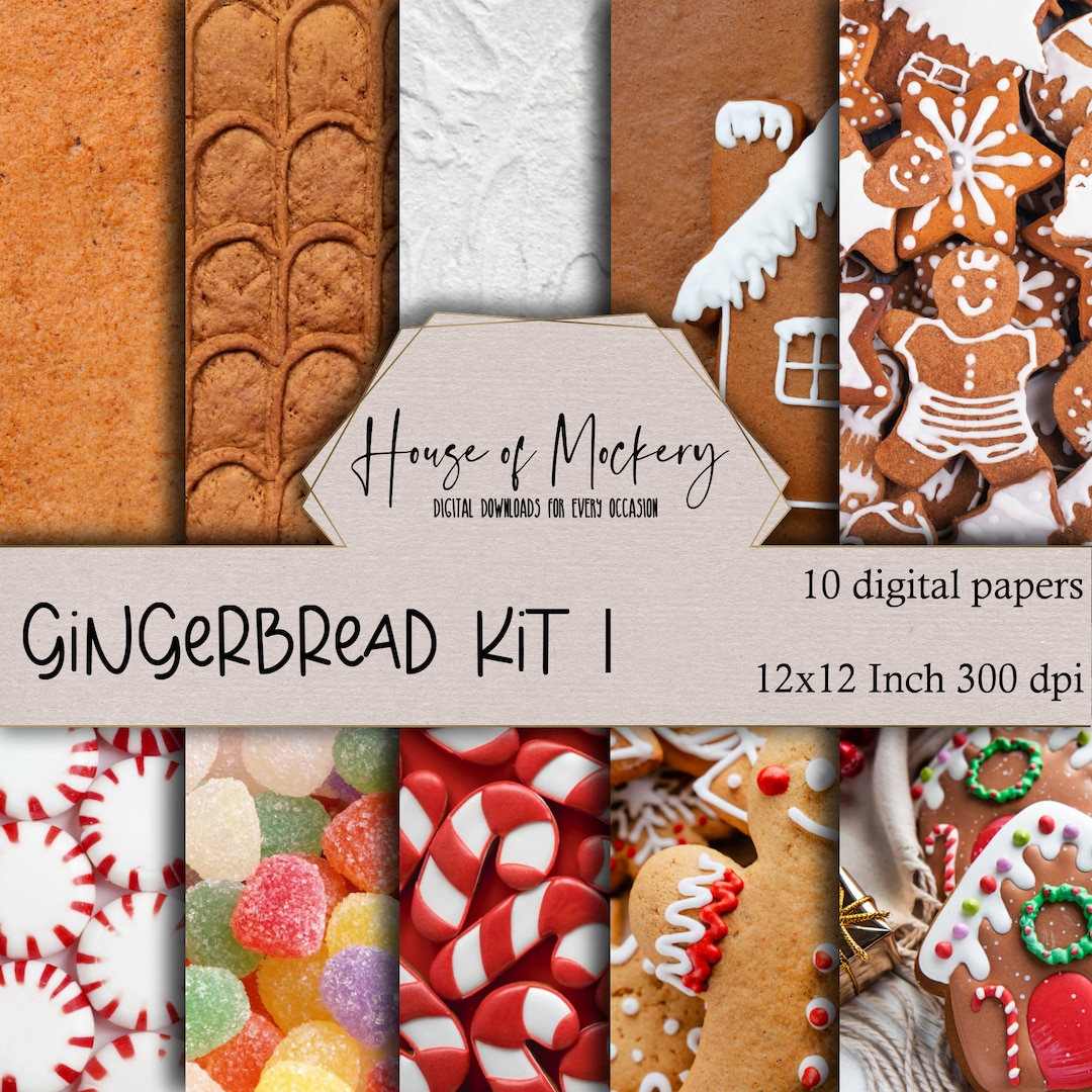 Gingerbread Kit Digital Paper Kit 12x12 Inches, 10 Digital INSTANT ...