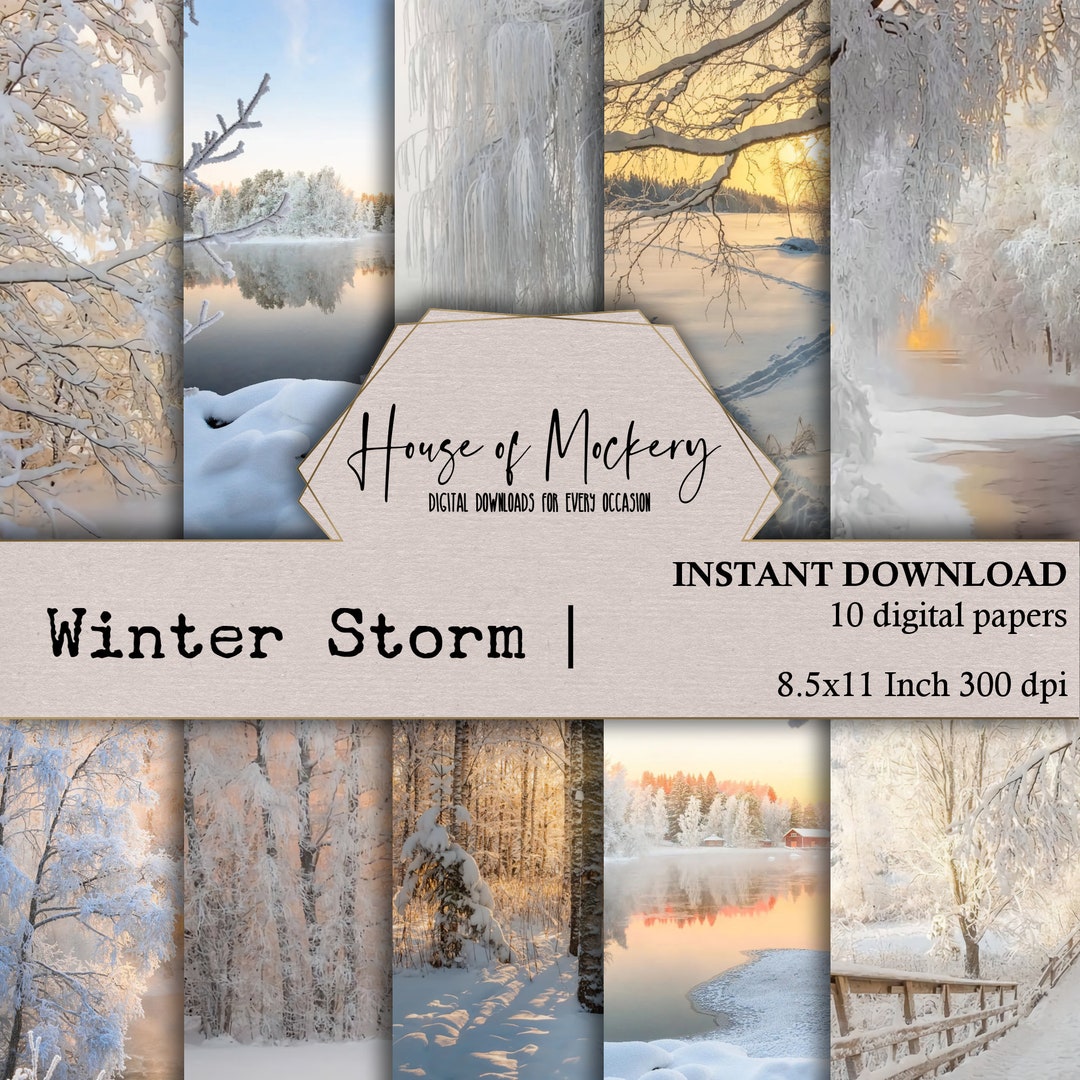 Winter Storm Digital Paper Kit /8.5x11 Inch, 10 Digital INSTANT ...