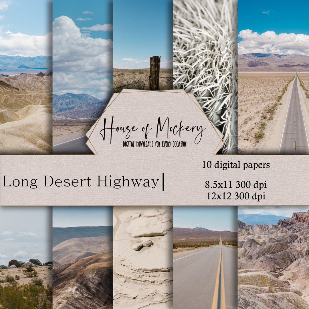 Long Desert Highway Digital Scrapbook Paper Kit 8.5x11 and 12x12, 10 ...
