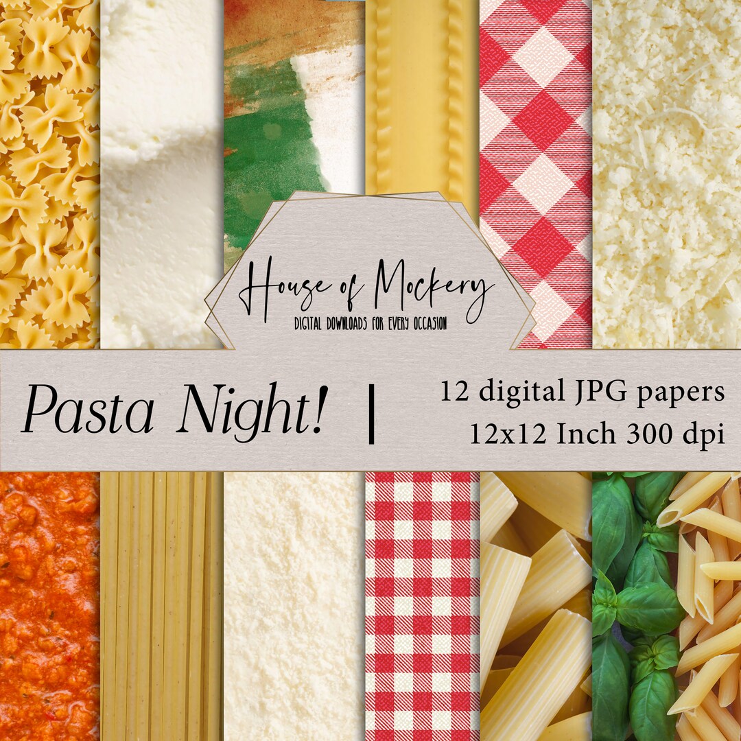 Pasta Night! Digital Scrapbook Paper Kit 12x12 Inches, 12 Digital ...