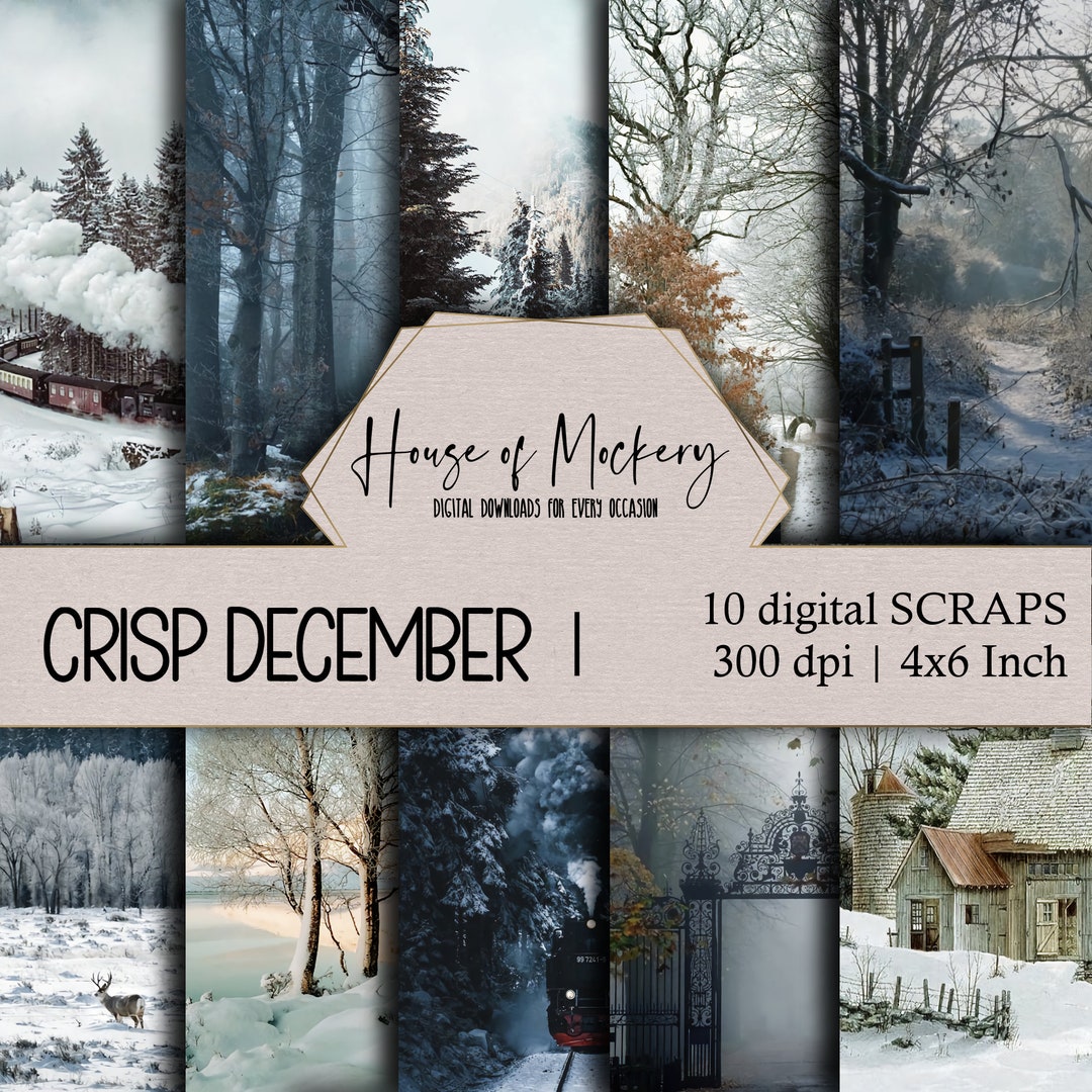 Crisp December Scrap Paper Kit /collage SCRAPS Kit 4x6 Inch, 10 Digital ...