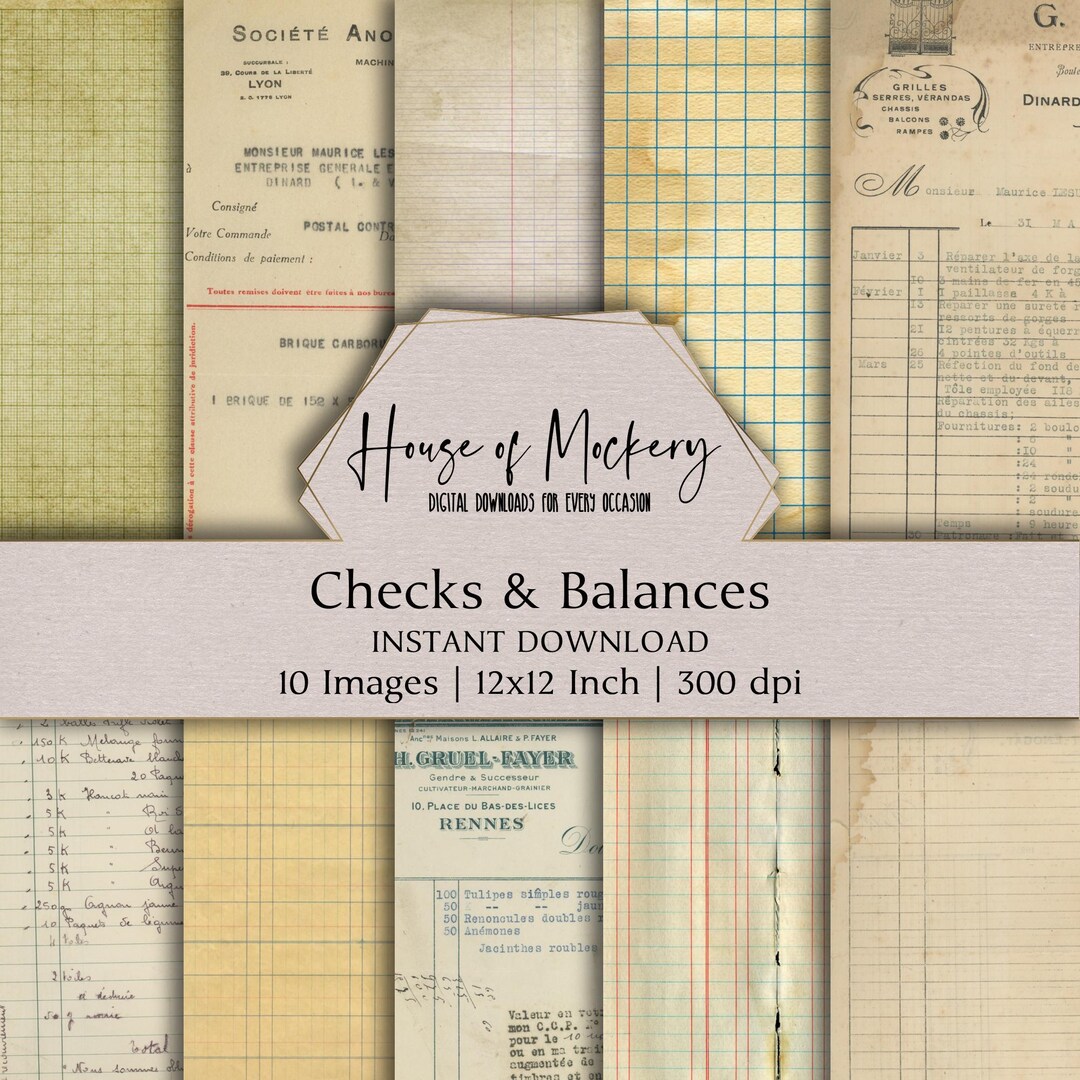 Checks & Balances Digital Paper Kit 12x12 Inch, 10 Digital INSTANT ...
