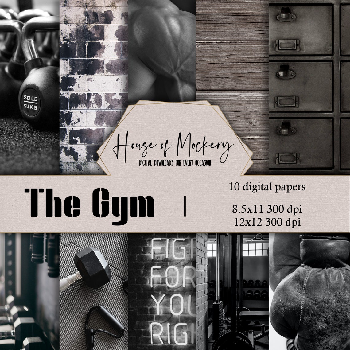 The Gym Digital Scrapbook Paper Kit 8.5x11 and 12x12 10 - Etsy