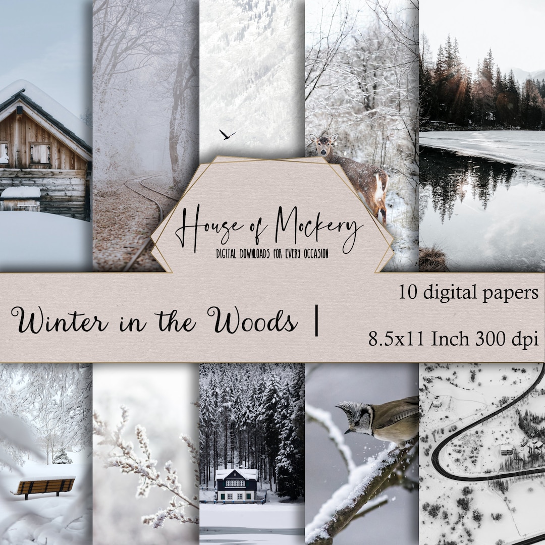 Winter in the Woods Scrapbook Paper Kit 8.5x11 Inch, 10 Digital INSTANT ...