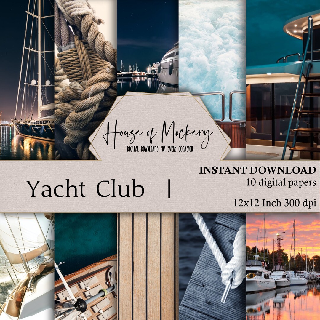 Yacht Club Digital Paper Kit 12x12 Inch , 10 Digital INSTANT DOWNLOAD ...