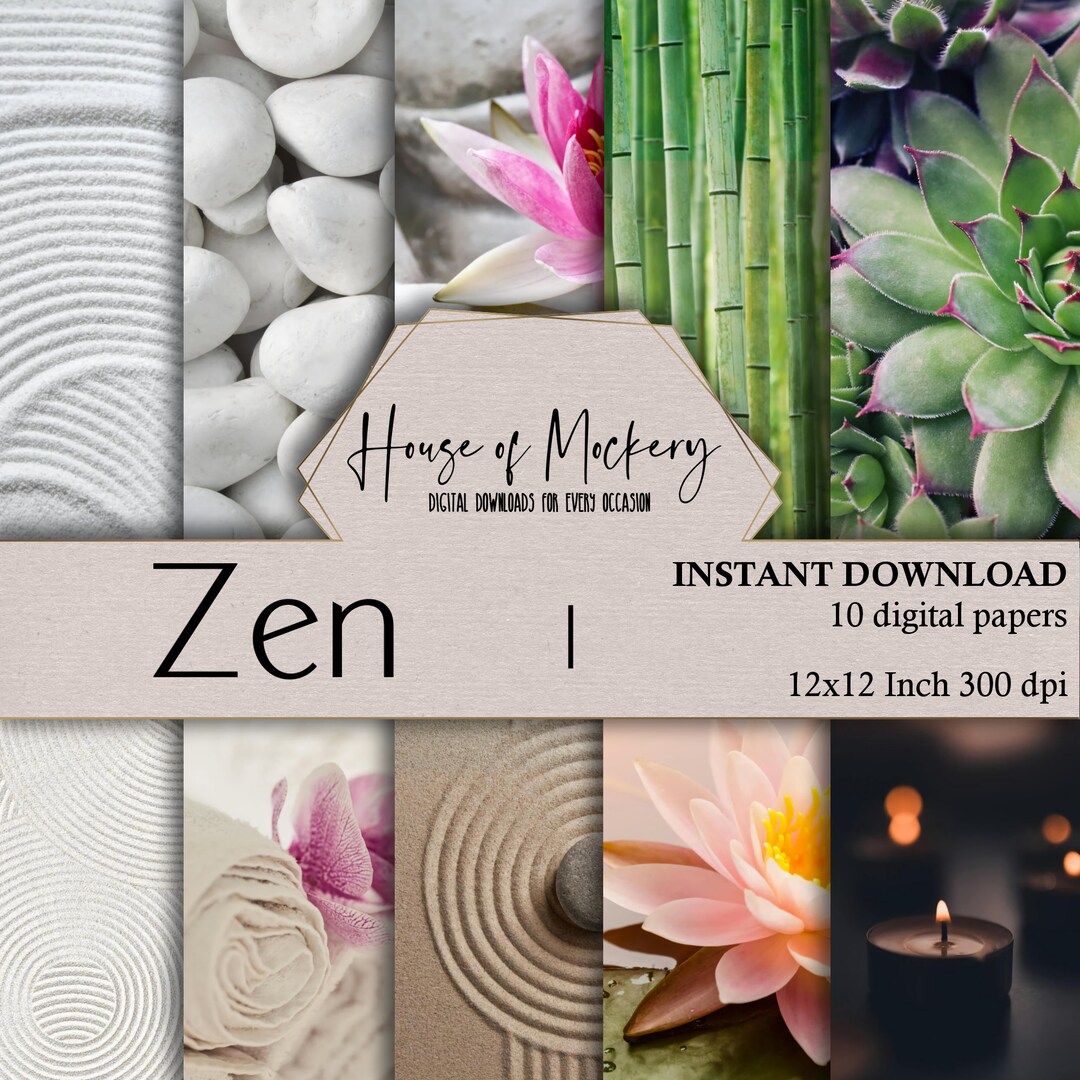 Zen Digital Paper Kit 12x12 Inch, 10 Digital INSTANT DOWNLOAD High ...
