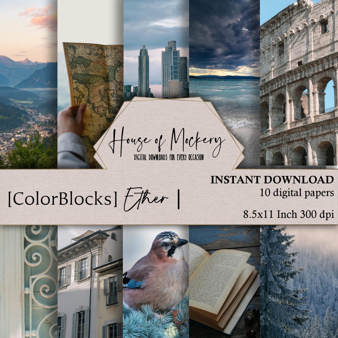 Colorblock-ether Digital Paper Kit 8.5x11 Inch, 10 Digital INSTANT ...