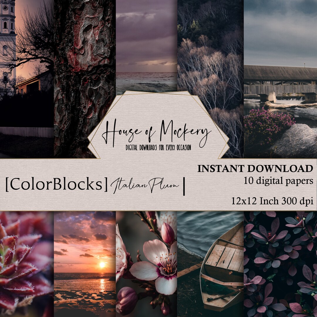Colorblock-italian Plum Digital Paper Kit 12x12 Inch, 10 Digital ...