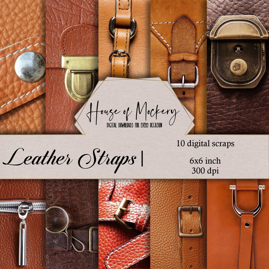 Leather Straps Scraps Paper Kit /collage SCRAPS Kit 6x6 Inch, 10 ...