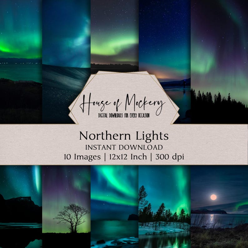 Northern Lights Digital Paper Kit 12x12 Inch, 10 Digital INSTANT ...