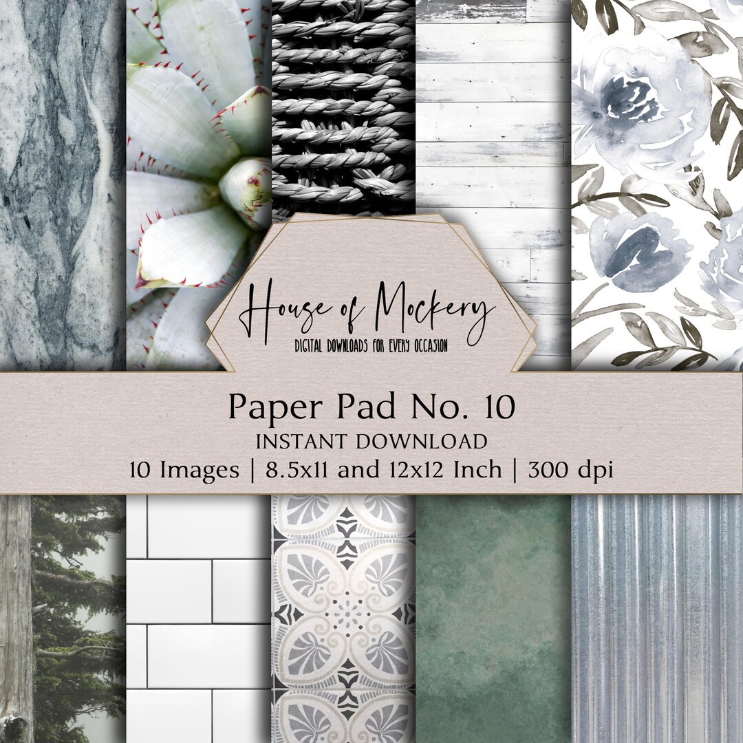 Paper Pad No. 10 Digital Paper Kit 8.5x11 and 12x12 Inch,10 Digital ...