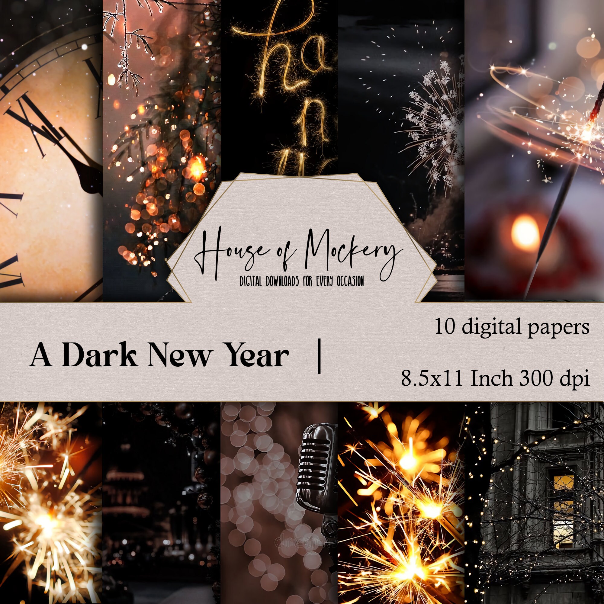 A Dark New Year Digital Paper Kit 8.5x11 Inches, 10 Digital INSTANT ...