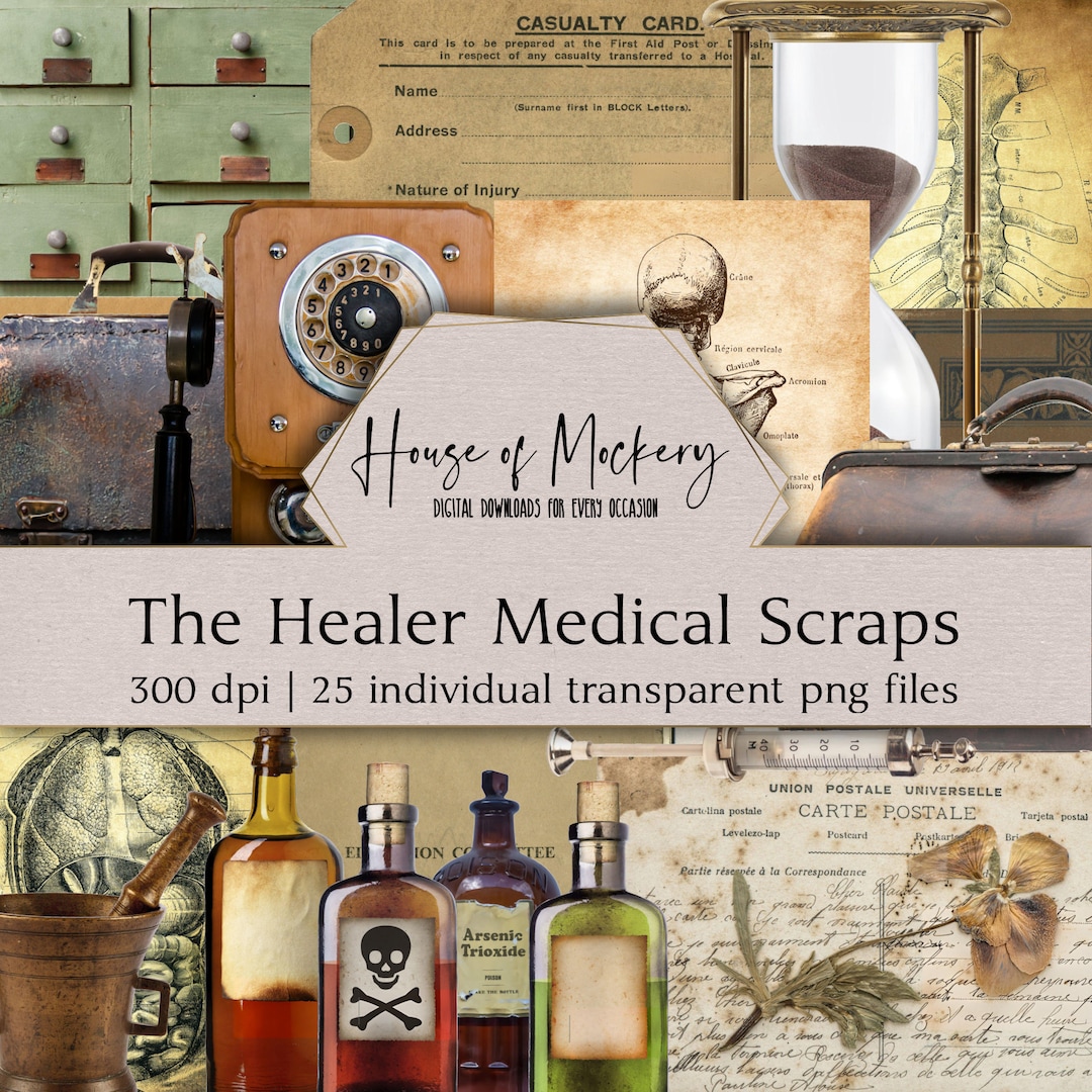 The Healer Medical Scraps Kit /collage SCRAPS Kit , 30 Digital INSTANT ...