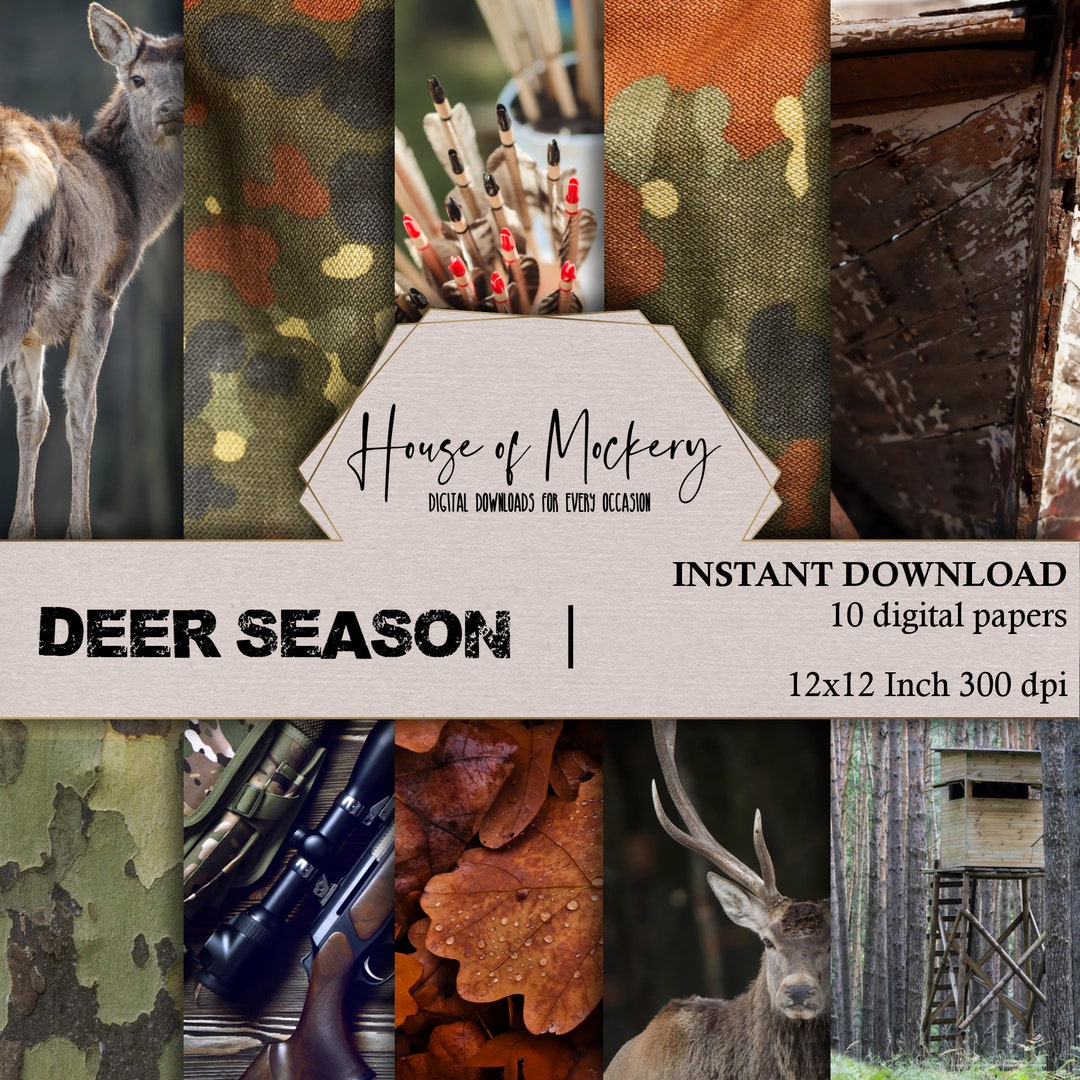 Deer Season Digital Paper Kit 12x12 Inch, 10 Digital INSTANT DOWNLOAD ...