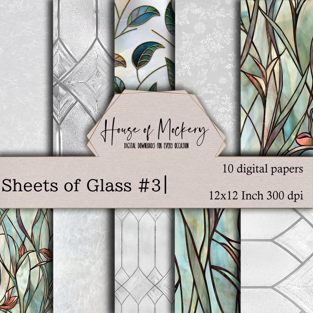 Sheets of Glass Digital Scrapbook Paper Kit 8.5x11 and 12x12, 10 ...