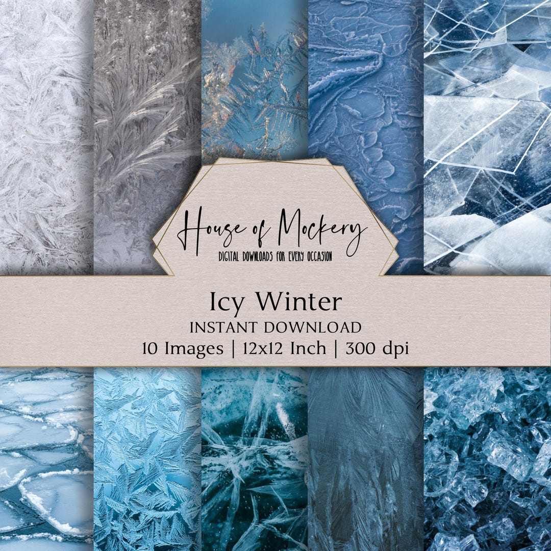 Icy Winter Digital Paper Kit 12x12 Inch, 10 Digital INSTANT DOWNLOAD Hi ...
