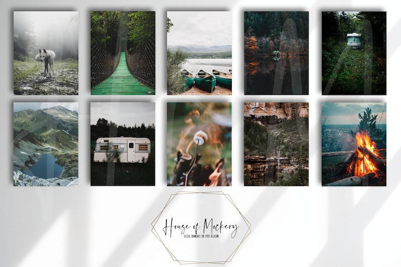 Happy Camper Digital Paper Kit 8.5x11 and 12x12 Inch, 10 Digital ...
