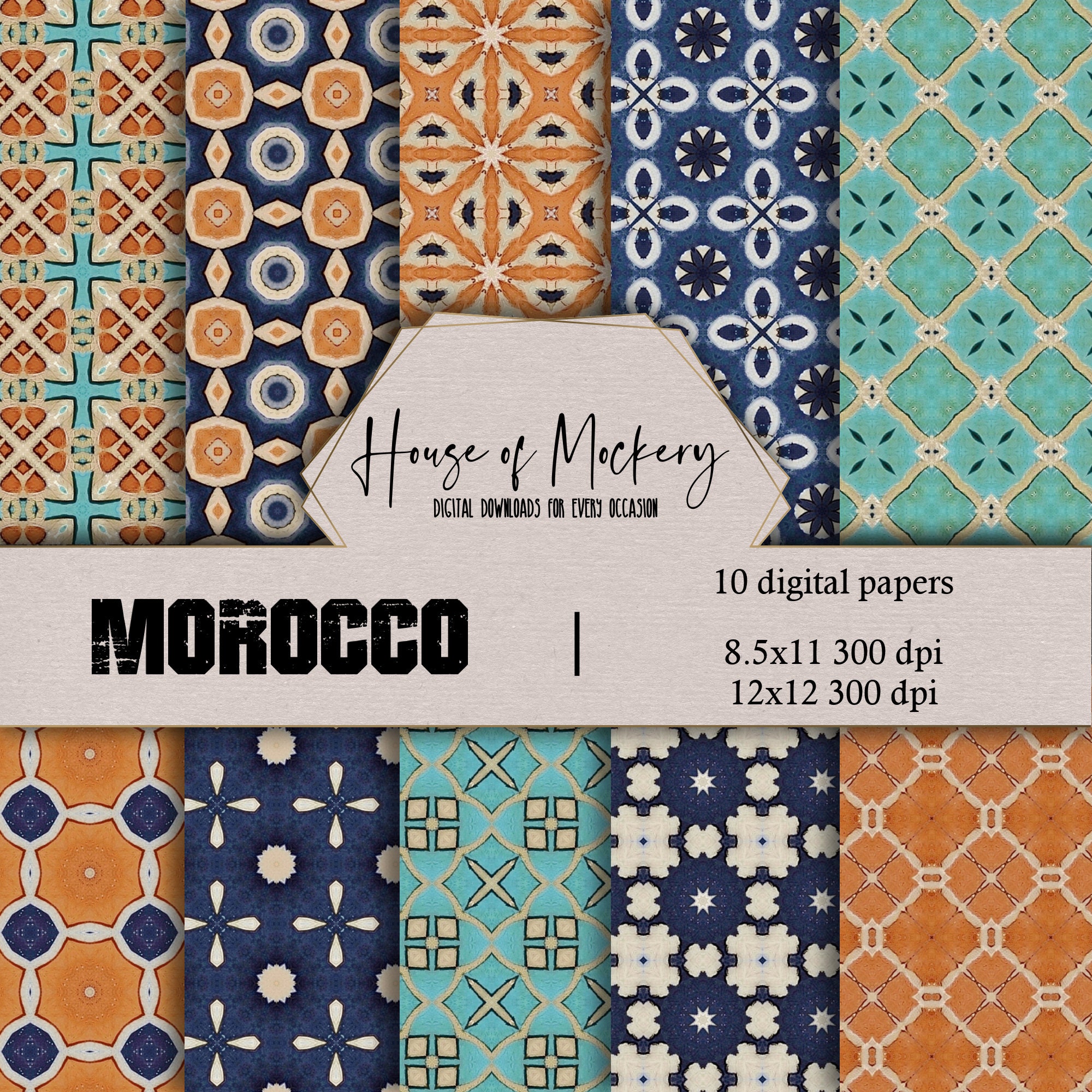 Morocco Digital Scrapbook Paper Kit 8.5x11 and 12x12, 10 Digital ...