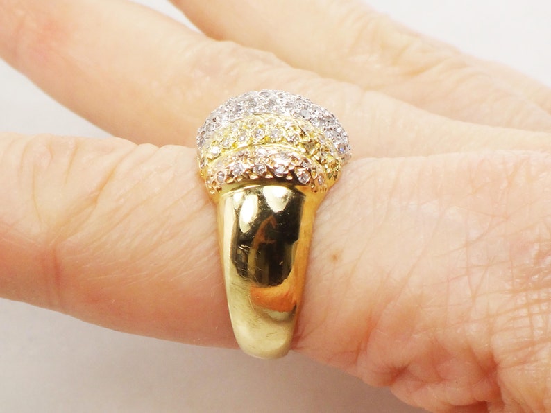 Vintage 18k Diamond Ring Tri Color Gold Diamond Cluster Ring - Etsy