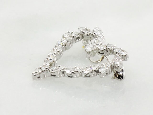 Vintage 14k Diamond Heart Pendant Pin White Gold Open Heart - Etsy