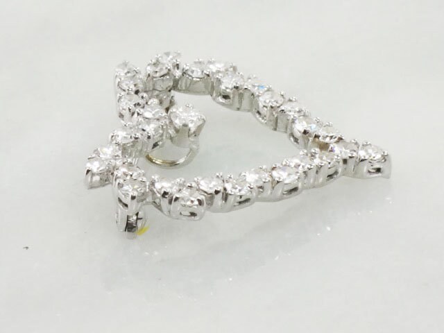 Vintage 14k Diamond Heart Pendant Pin White Gold Open Heart - Etsy