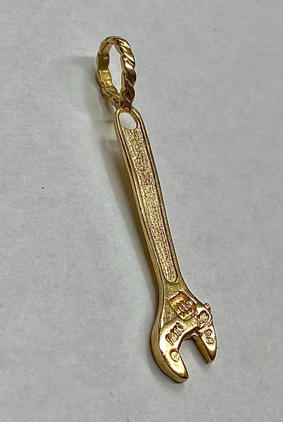 Vintage 14k Wrench Tool Charm, Solid Gold Tool Charm,… - Gem