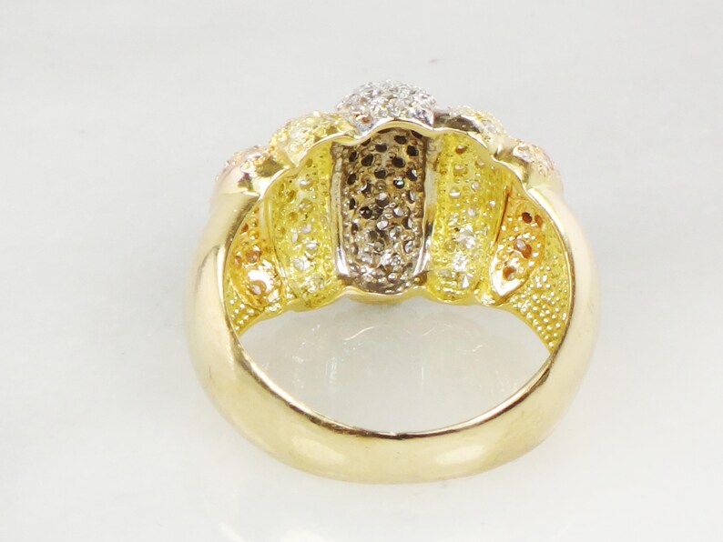 Vintage 18k Diamond Ring Tri Color Gold Diamond Cluster Ring - Etsy