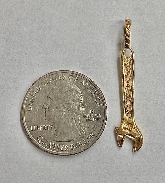 Vintage 14k Wrench Tool Charm, Solid Gold Tool Charm,… - Gem