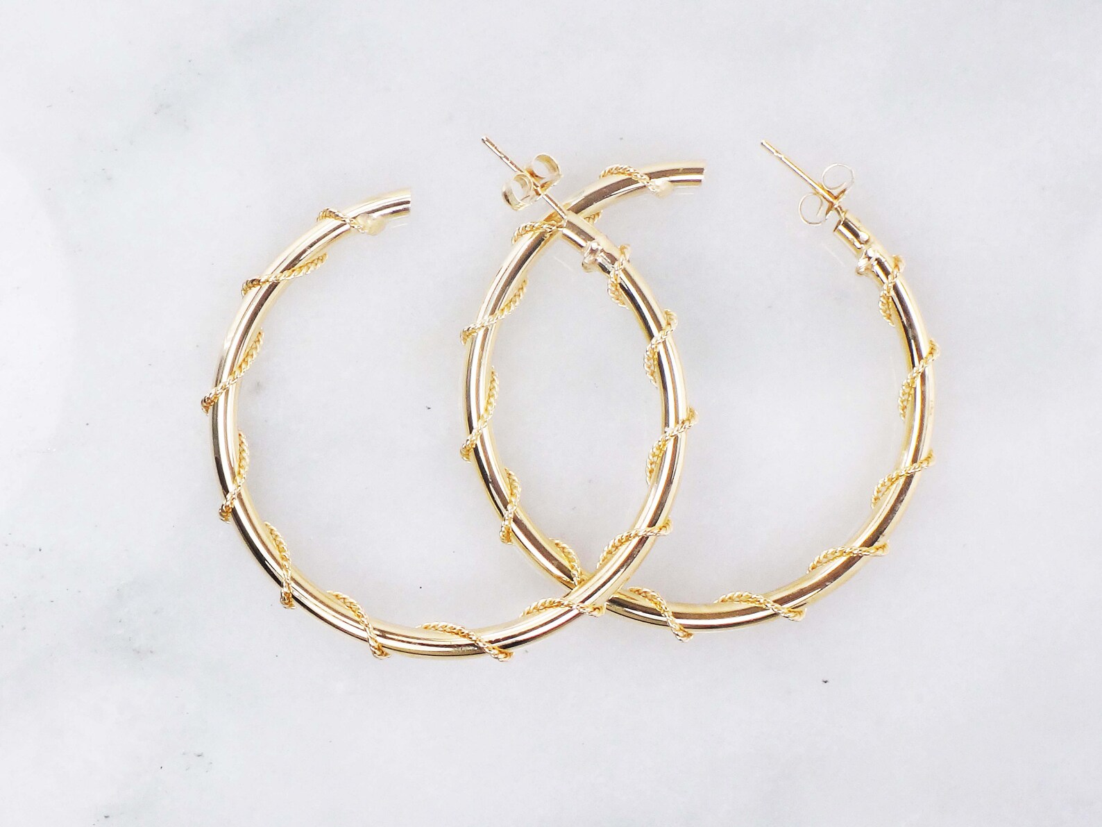 Vintage Large 14k Gold Hoop Earrings 14k Yellow Gold - Etsy