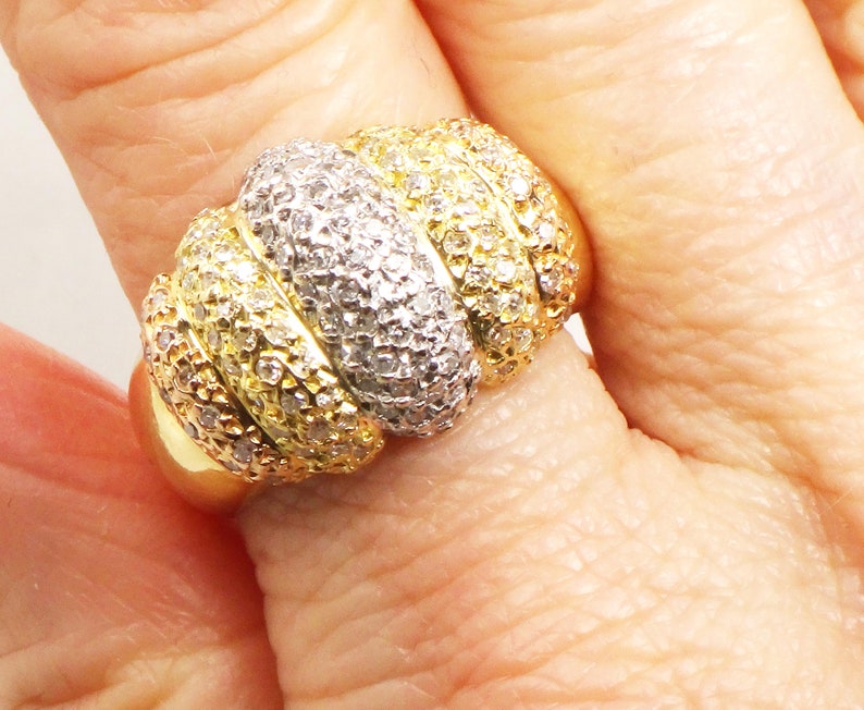 Vintage 18k Diamond Ring Tri Color Gold Diamond Cluster Ring - Etsy
