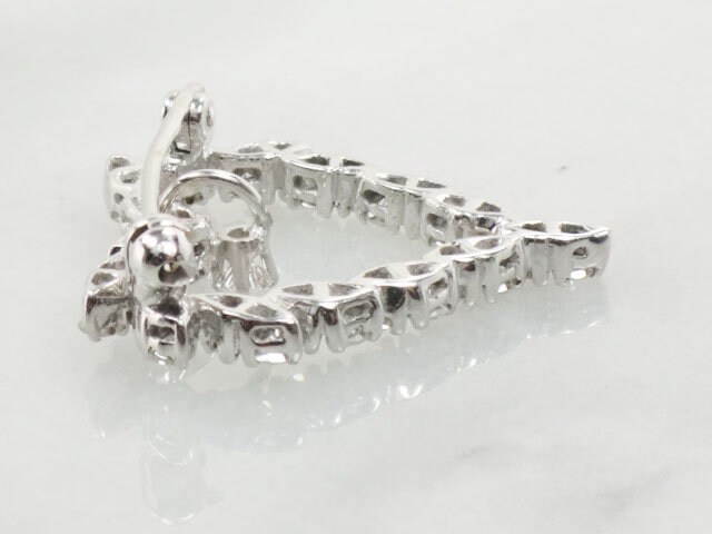 Vintage 14k Diamond Heart Pendant Pin White Gold Open Heart - Etsy