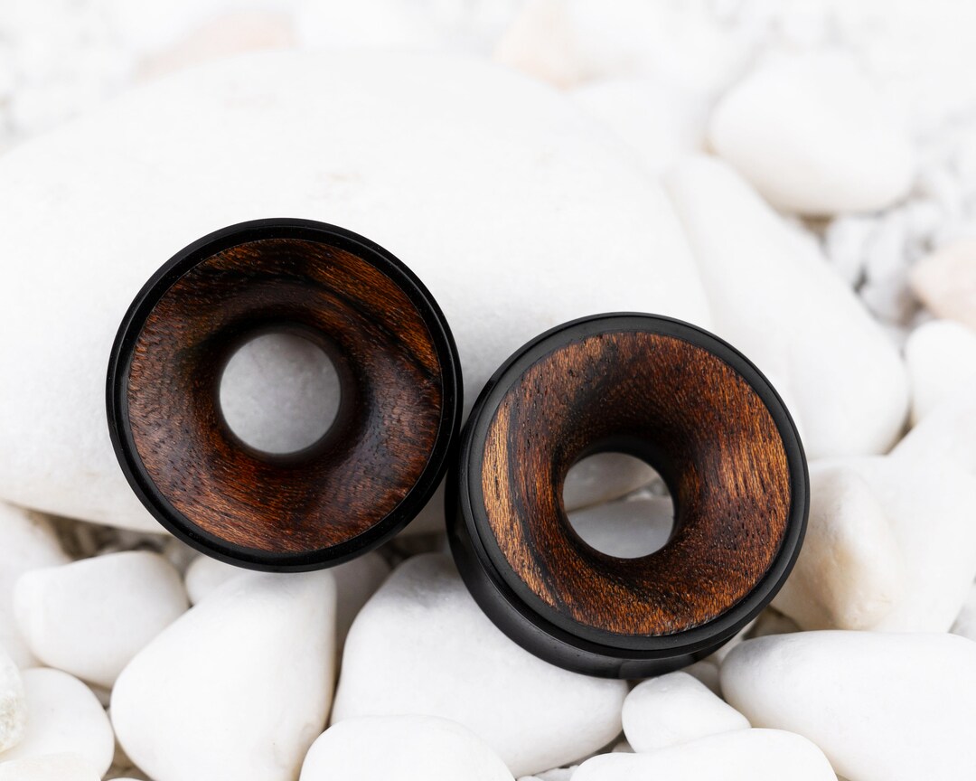 Ear Tunnels, Plugs With Wood Inlaid, Gauges, Tunnel and Plug 12mm 14mm ...