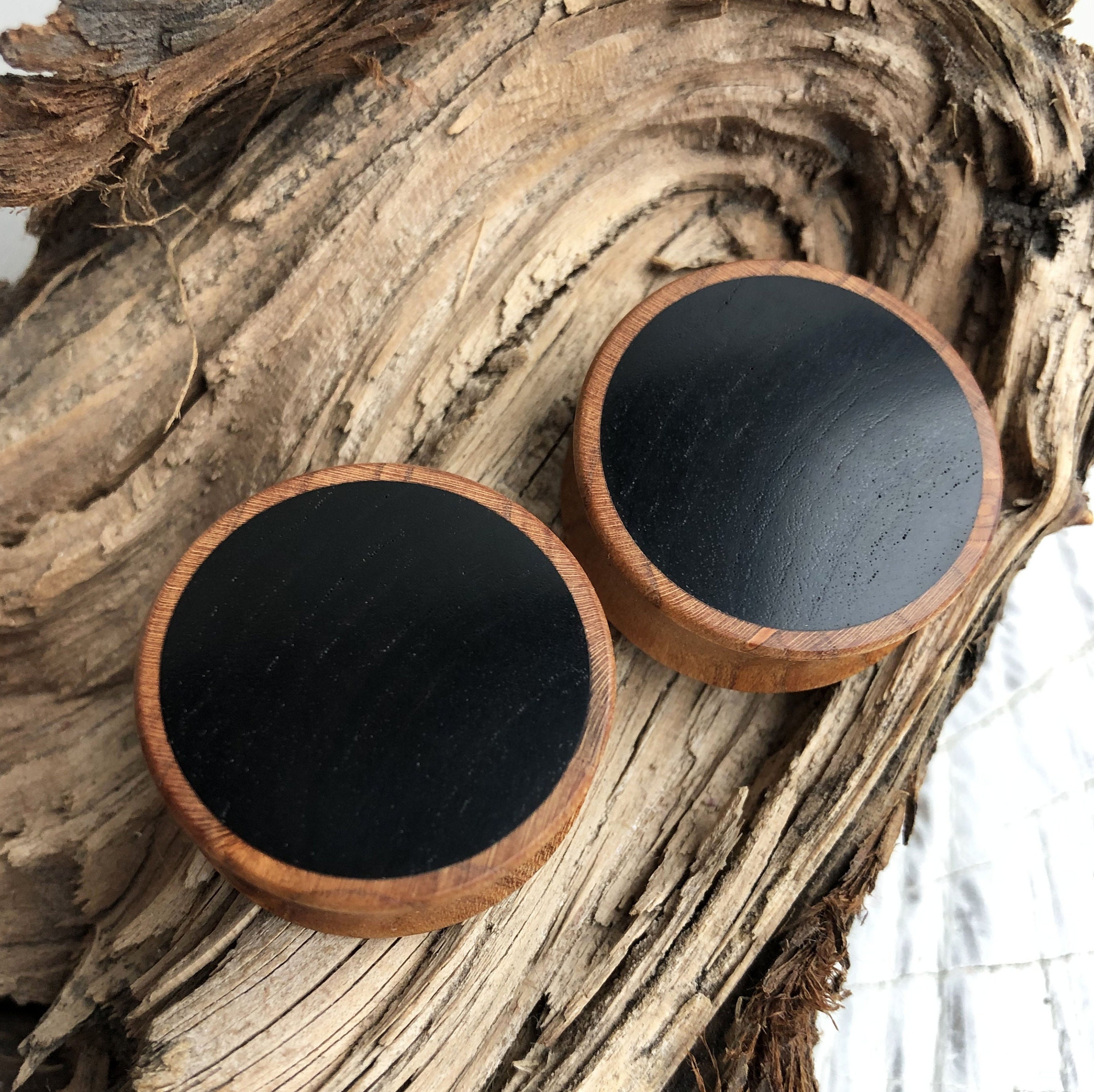 Ear Wood Plugs Plugs With Black Wood Inlaid Ear Gauges 20mm - Etsy