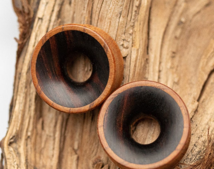 Ear Tunnels From Wood, Vortex Tunnel Earrings, Apricot Tunnels With ...