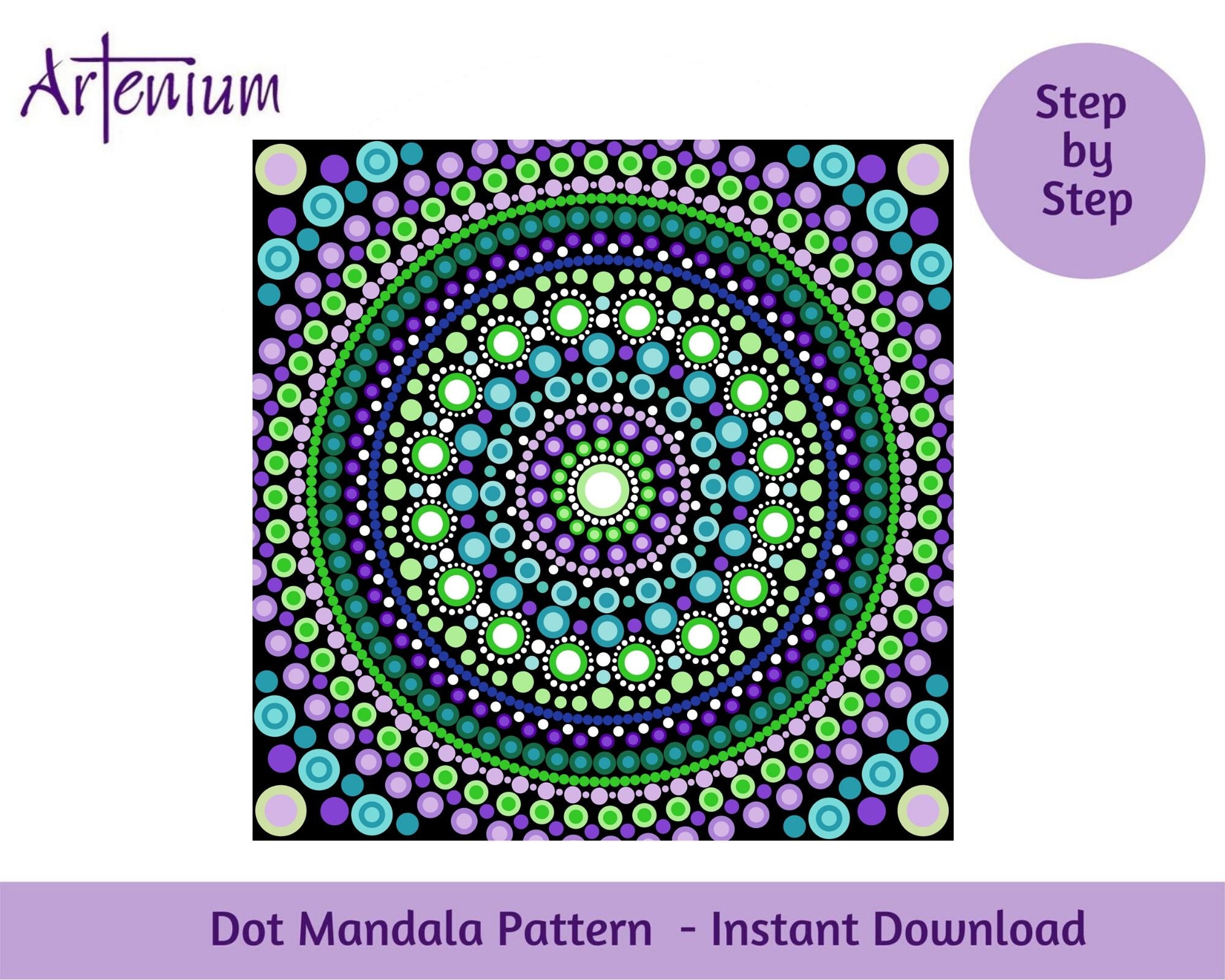 DOT MANDALA PATTERN 13 Digital Pattern Dot Art Guide Mandala Template ...